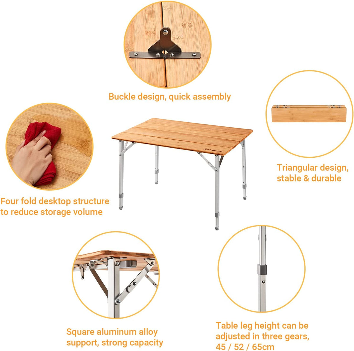 Now Buy KingCamp Outdoors Bamboo Folding Adjustable Table