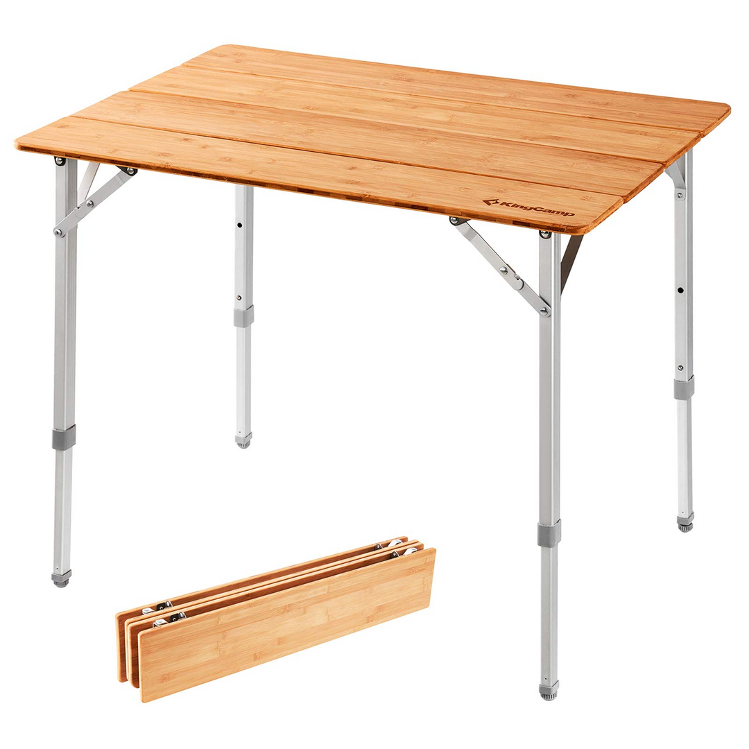 KingCamp Eco-Friendly Bamboo Camping Table - Adjustable & Portable ...