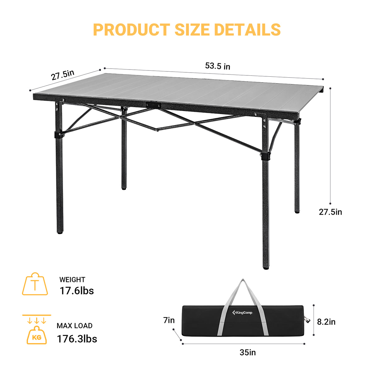Buy KingCamp Outdoor Folding Roll up Table for 4-6 Person – KingCamp ...