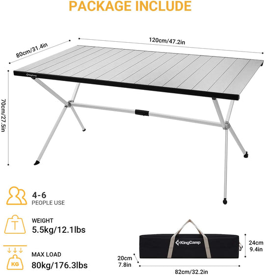 KingCamp Lightweight Aluminum Camping Table - Durable & Portable ...