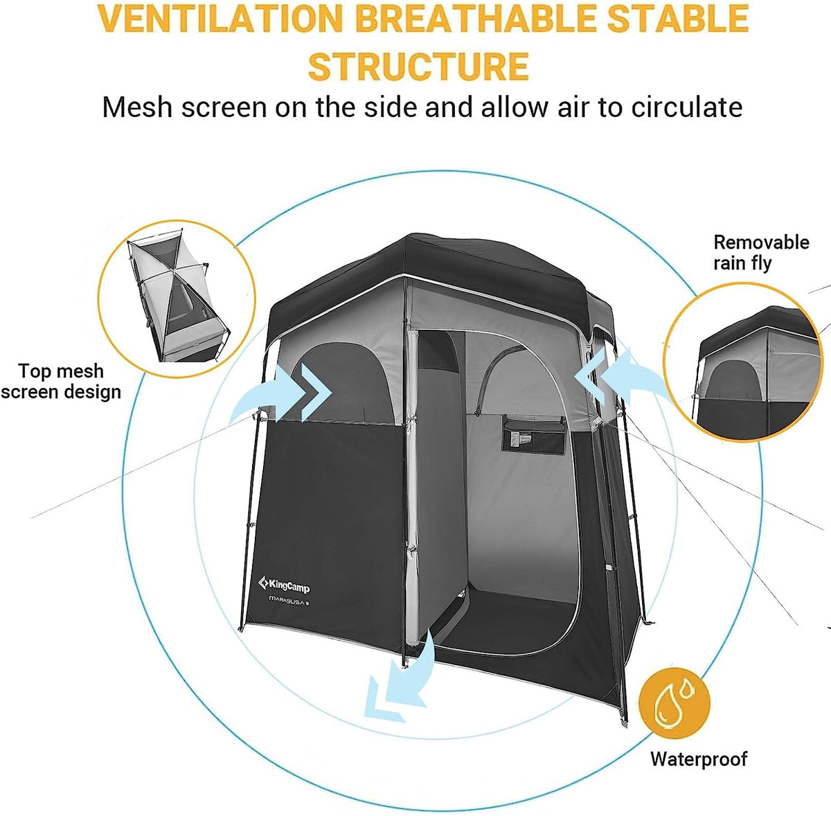 KingCamp Spacious Double Room Shower Tent Solar Shower Combo – KingCamp ...